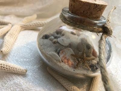 Shell Bottle Beach Wedding Favor Glass Jar With Shells - Etsy