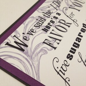 Wedding Sign Five Sugared Almonds Jordan Almond Favor Sign in Purple ...