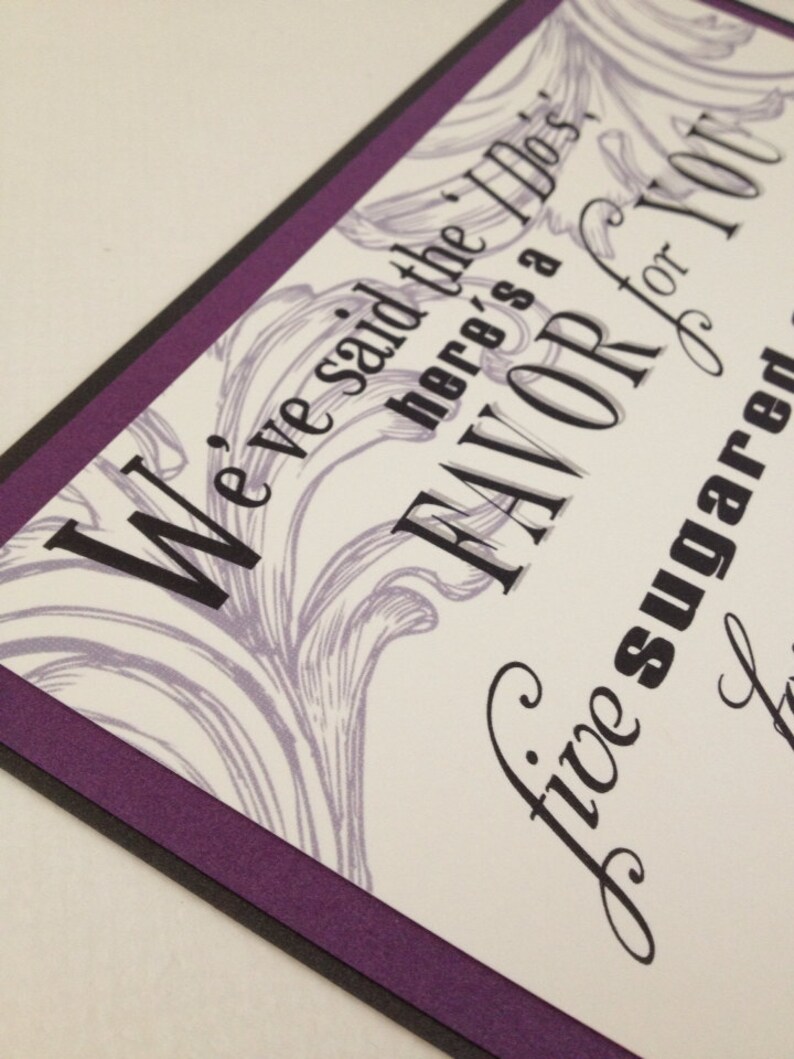 Wedding Sign Five Sugared Almonds Jordan Almond Favor Sign in Purple ...