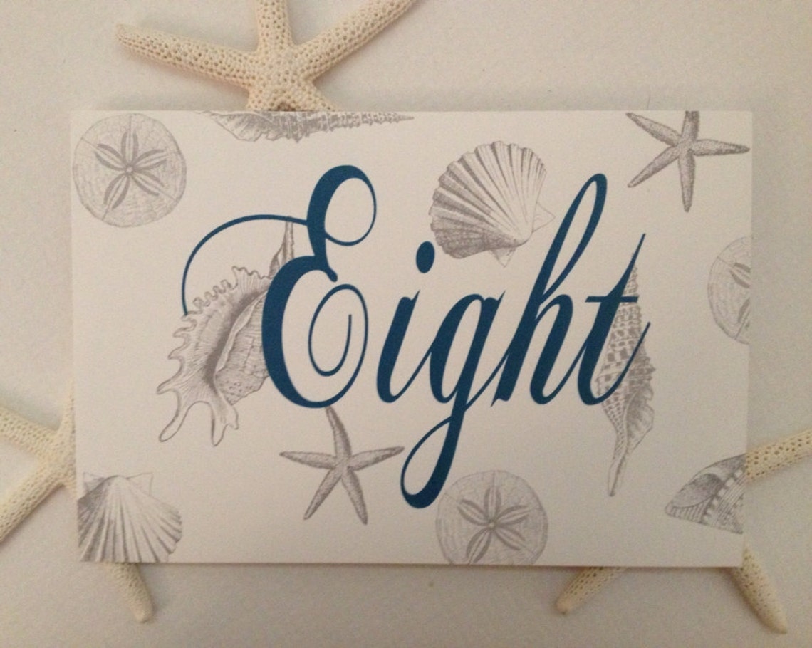 Seashell Beach Nautical Reception Table Numbers or Identifiers ...