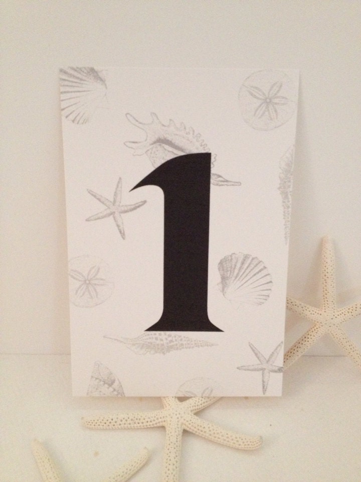Seashell Beach Nautical Reception Table Numbers or Identifiers ...