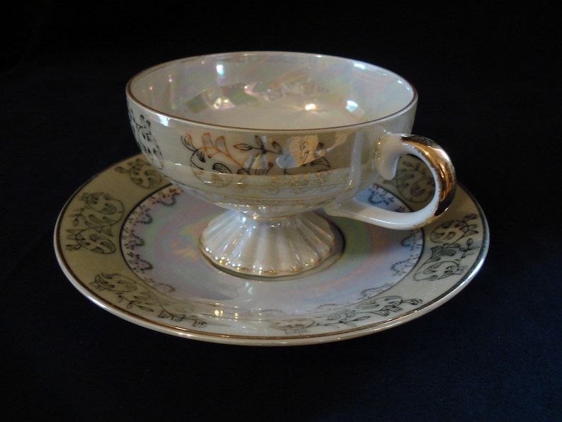 Delicate Glazed Porcelain Teacup and Saucer With Lustre Finish - Etsy