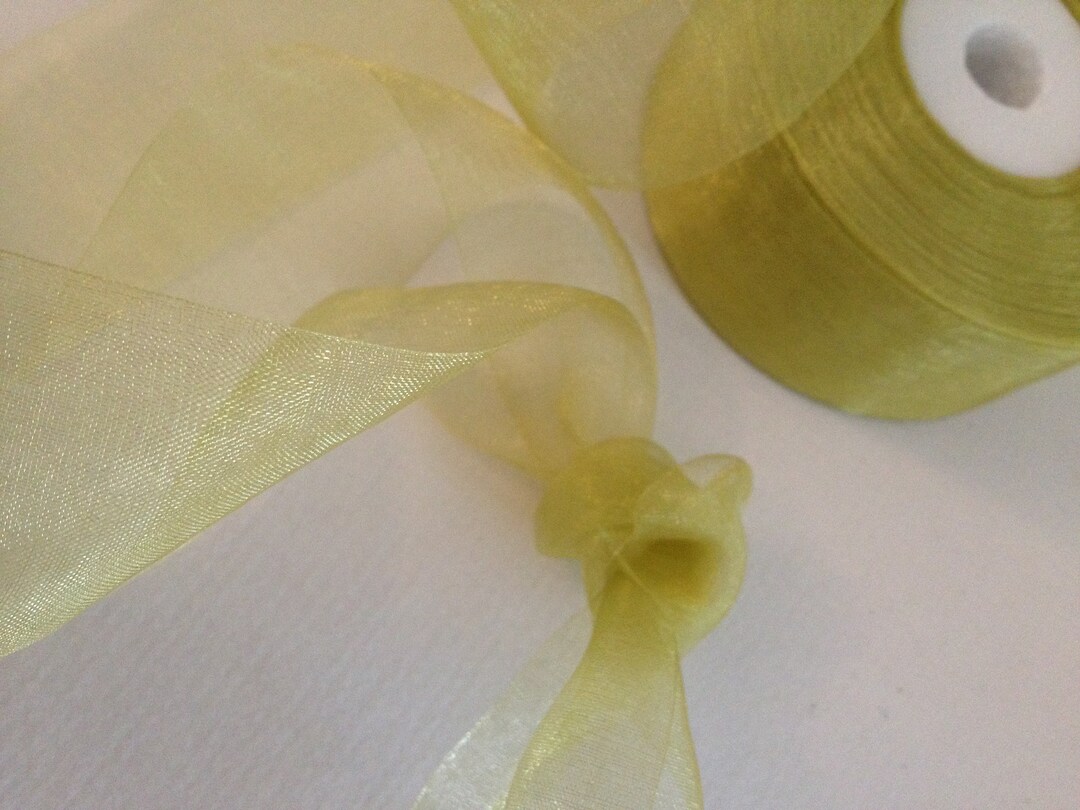 Green Sheer Ribbon 1.5" Yardage Midori Chamomile Organdy Bridal Wedding ...