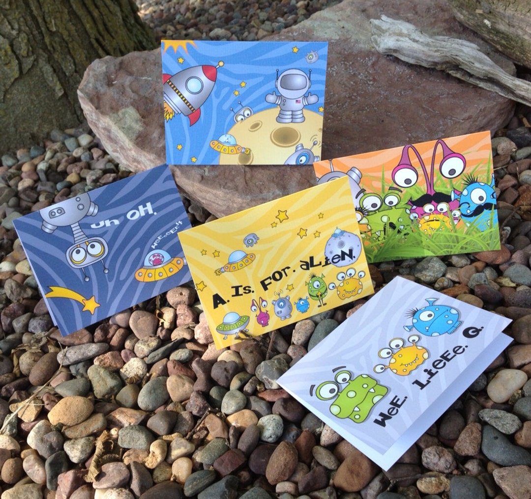 Kids Alien Out of This World Note Cards - Birthday - Thank You ...