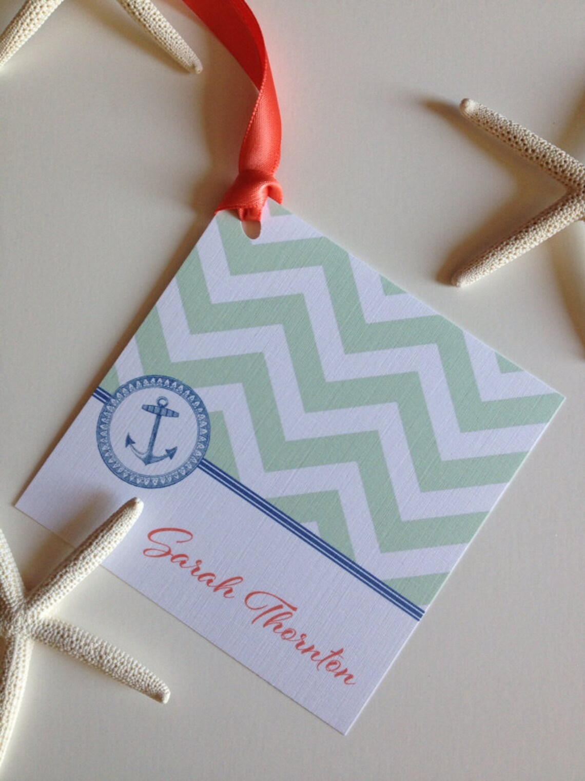 Nautical Chevron Place or Escort Cards With Anchor Wedding - Etsy