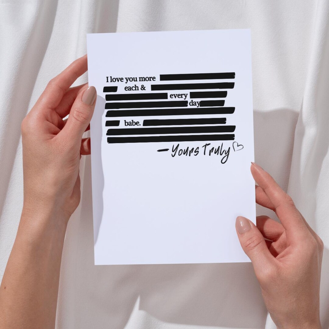 Redacted Political Romantic Card Greeting Cards | Humorous Epstein ...