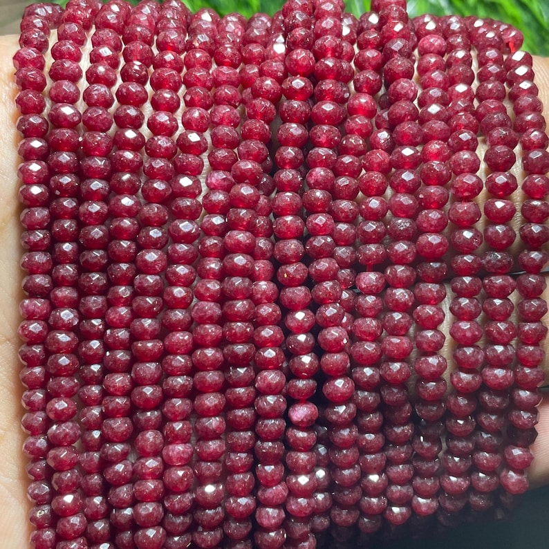 Natural Ruby Roundelle Beads Strand - 4mm Gemstone Faceted Beads Jewelry Making - Etsy