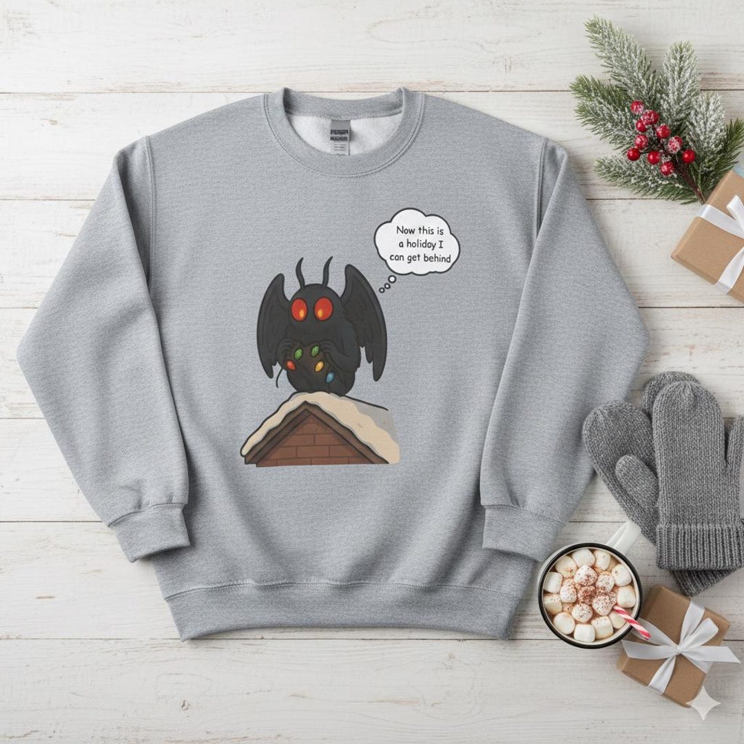 Mothman Christmas Sweatshirt | Funny Cryptid Holiday Crewneck | Cozy ...