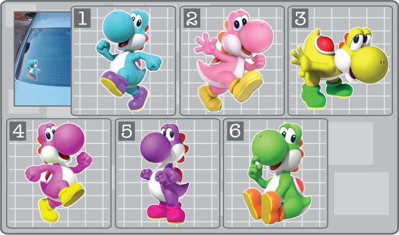 YOSHI Vinyl Decal From Super Mario Bros. Choose a Character Set #1 ...