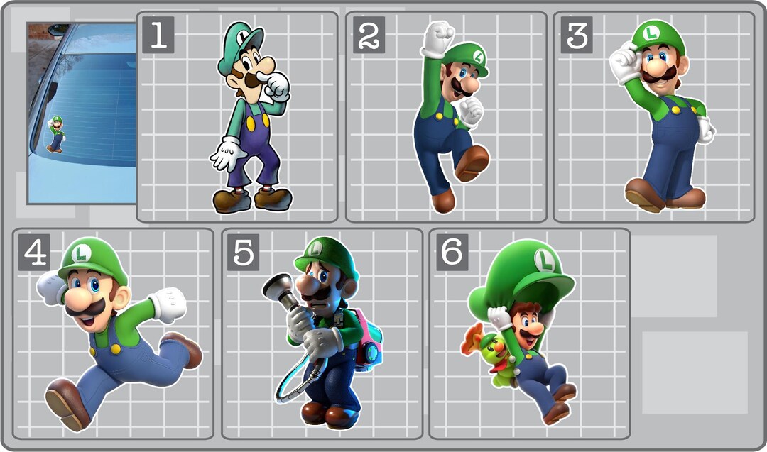 LUIGI Vinyl Decal From Super Mario Bros. Choose a Character Set #1 ...