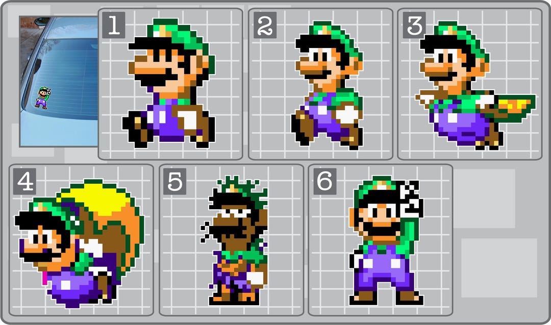 LUIGI Vinyl Decal From Super Mario World Choose Your Favorite! Luigi ...