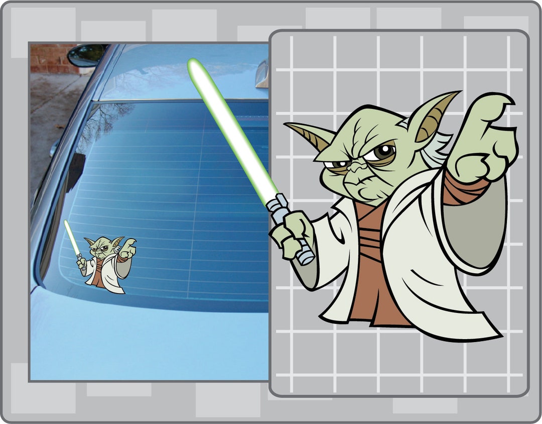 Yoda With Lightsaber Cartoon Vinyl Decal #1 From Star Wars - Etsy