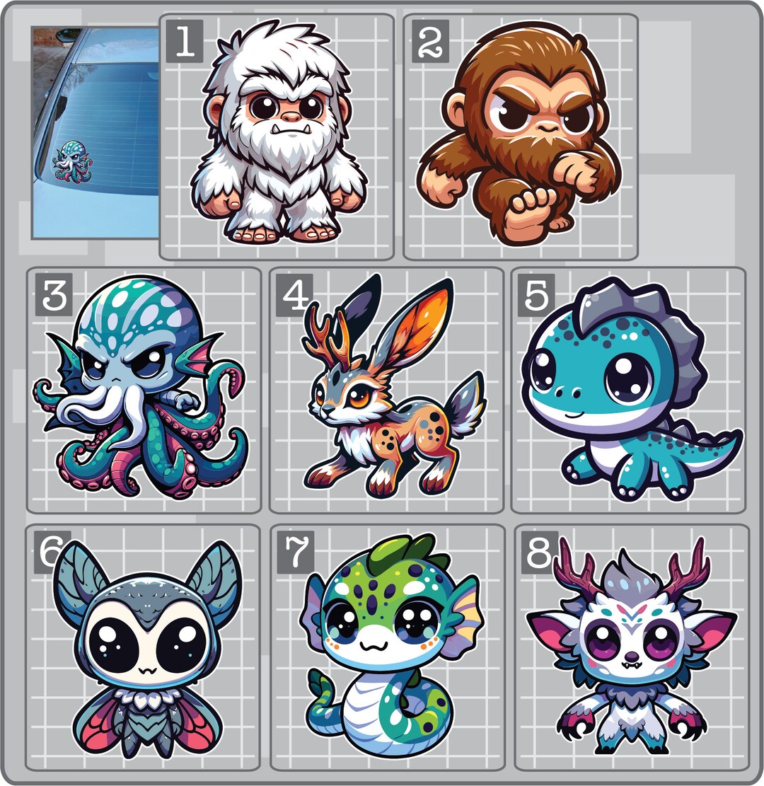 Cute Cryptids Vinyl Decal Choose Your Favorite! Yeti, Bigfoot, Mothman ...