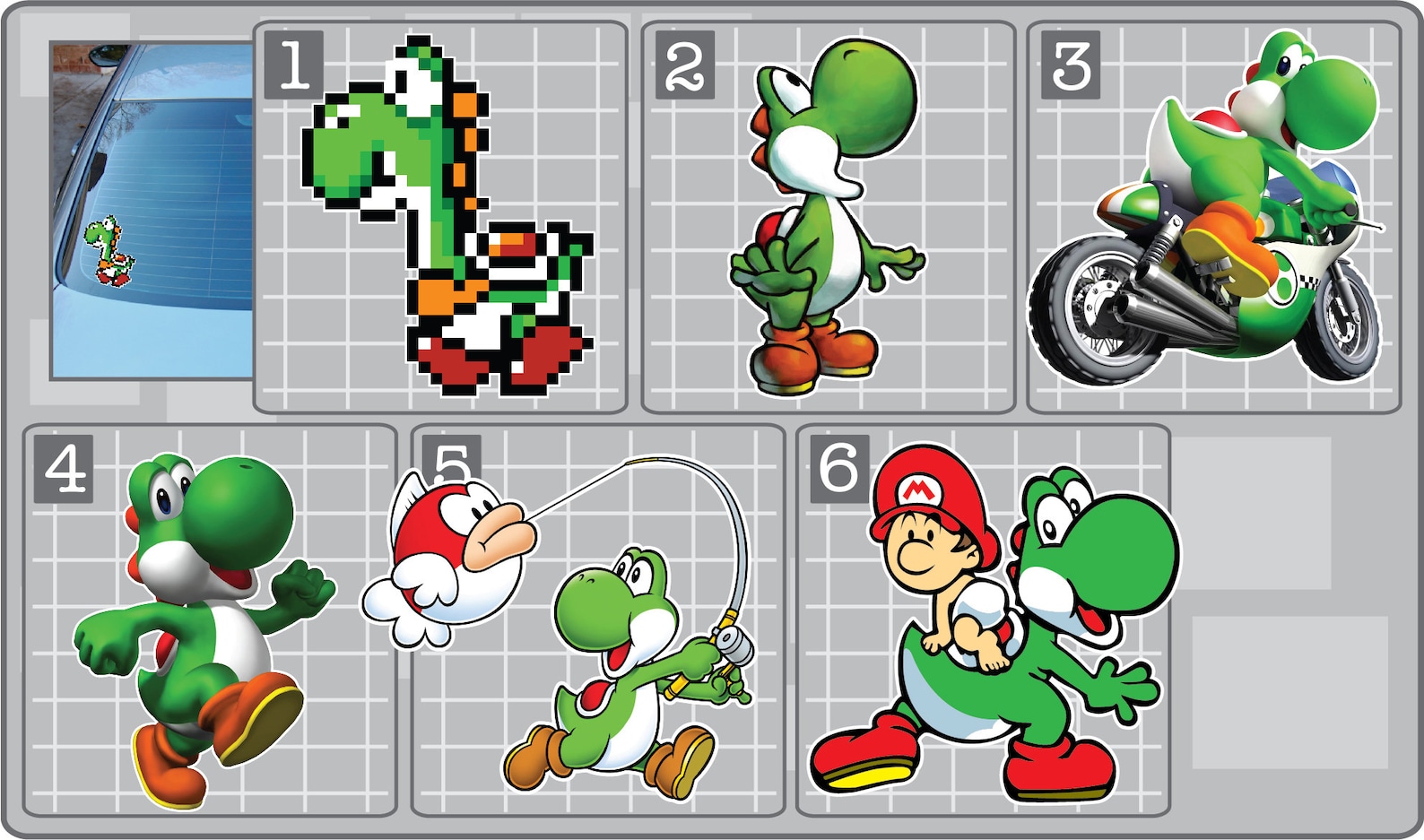 YOSHI Vinyl Decal From Super Mario Bros. Choose a Character Set #2 ...