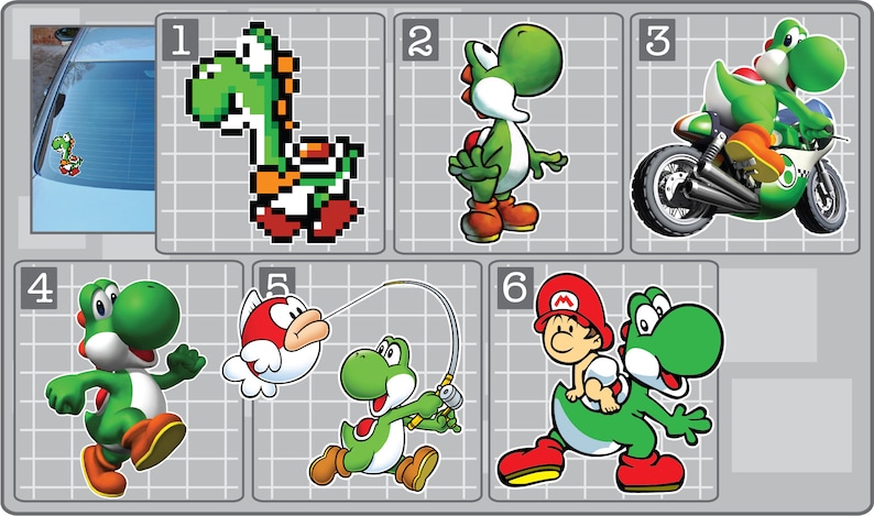 YOSHI Vinyl Decal From Super Mario Bros. Choose a Character Set #2 ...