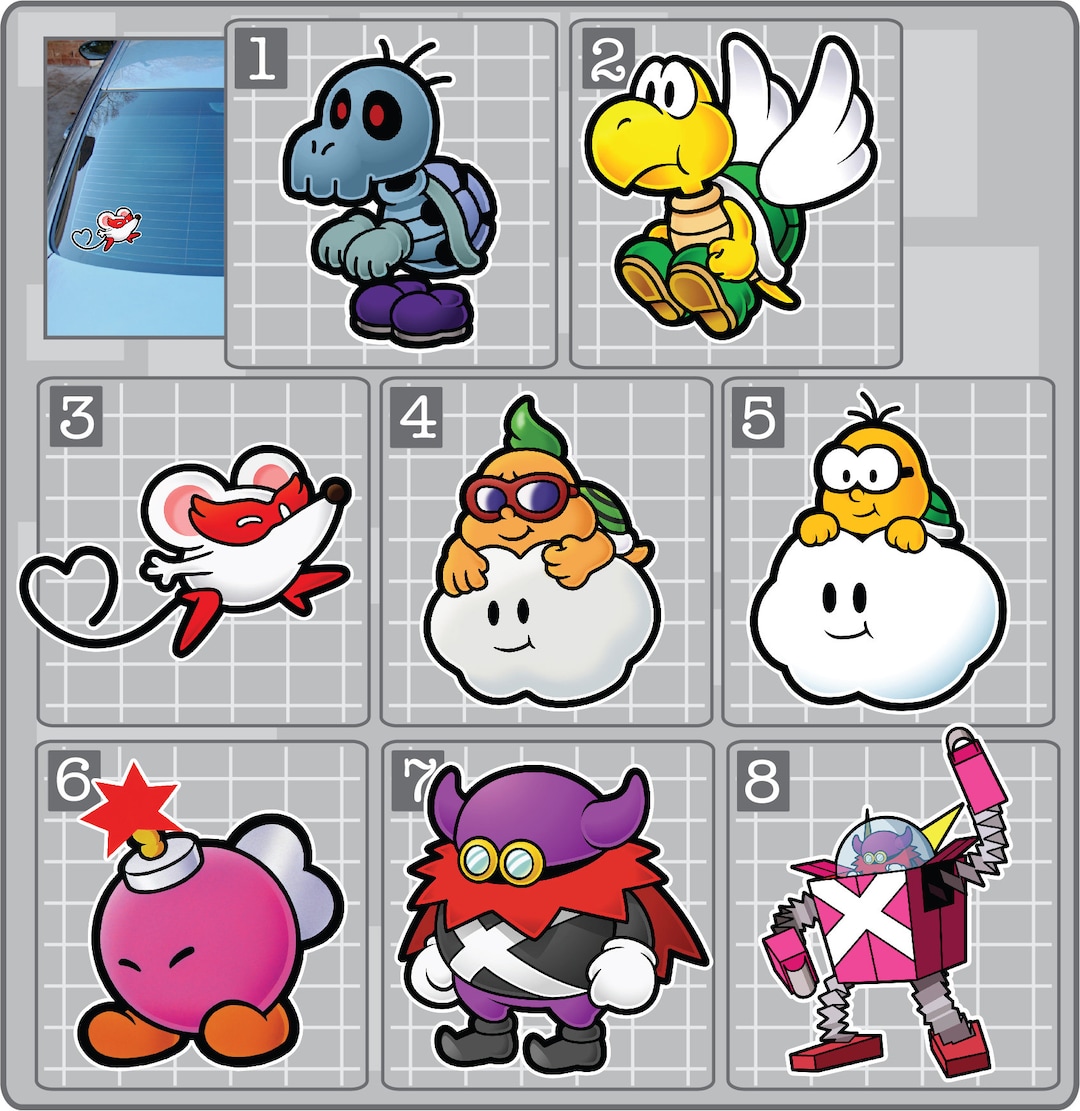 Paper Mario Characters Vinyl Decal Choose Your Favorite! Dark Bones ...
