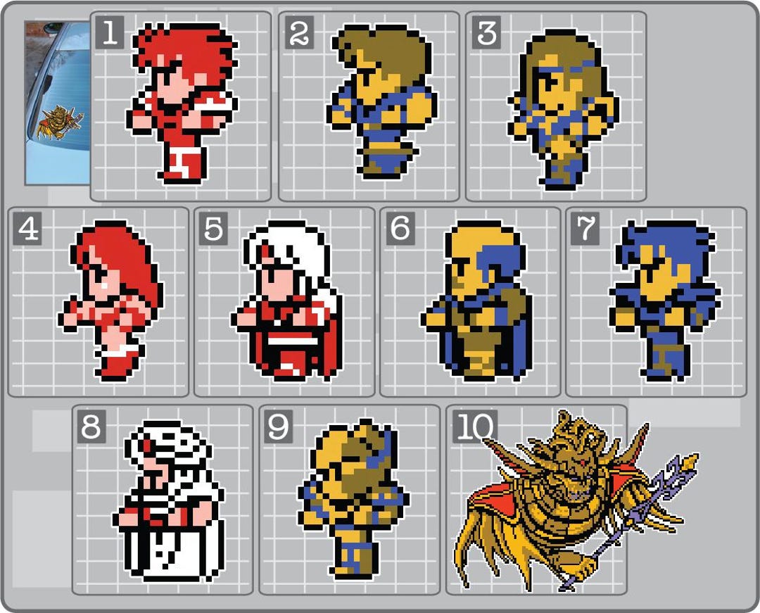 Final Fantasy II Bit Character Sprites Vinyl Decals Final Fantasy 2 ...