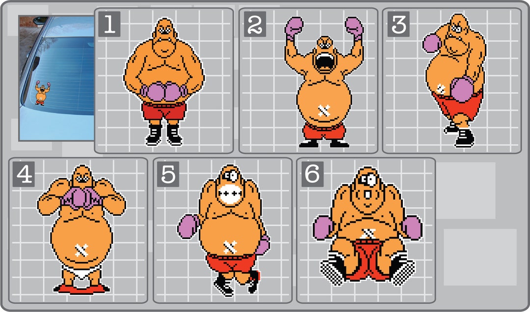 King Hippo From Mike Tyson's Punch Out! Vinyl Decals Car Window NES ...