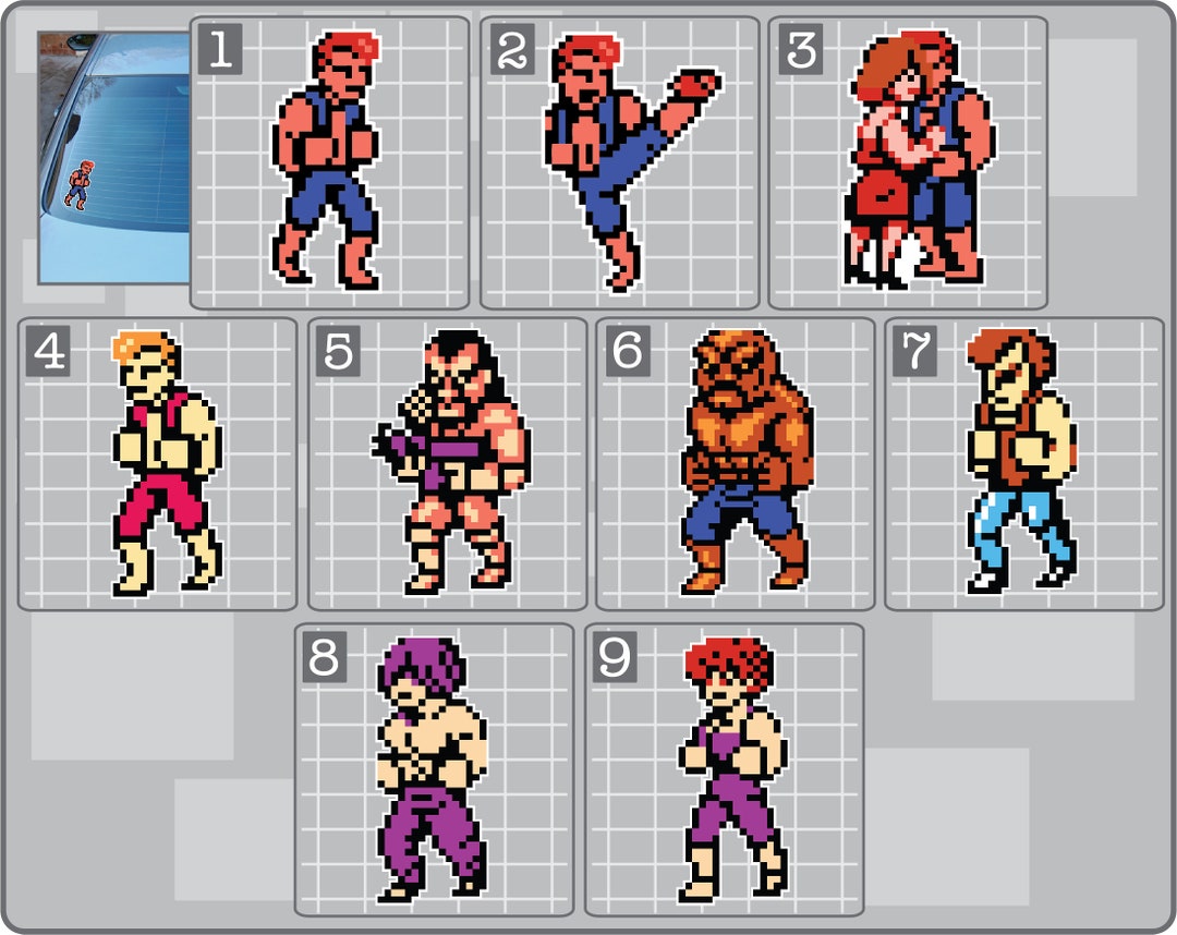 Double Dragon Characters Vinyl Decal Choose Your Favorite 8bit Sprite ...