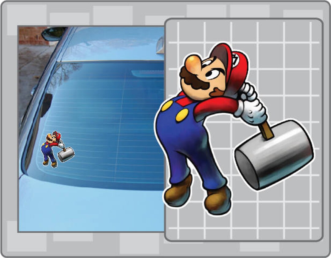MARIO W/ Hammer Vinyl Decal From Super Mario Bros. Mario Sticker for ...