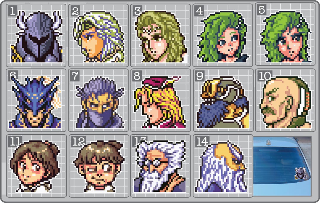 Final Fantasy IV 8 Character Mugshots Vinyl Decals Classic SNES Sticker ...