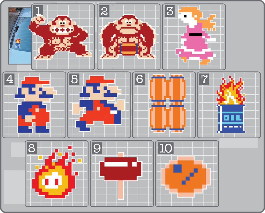DONKEY KONG Sprites Vinyl Decals From Donkey Kong Sticker Choose Your ...