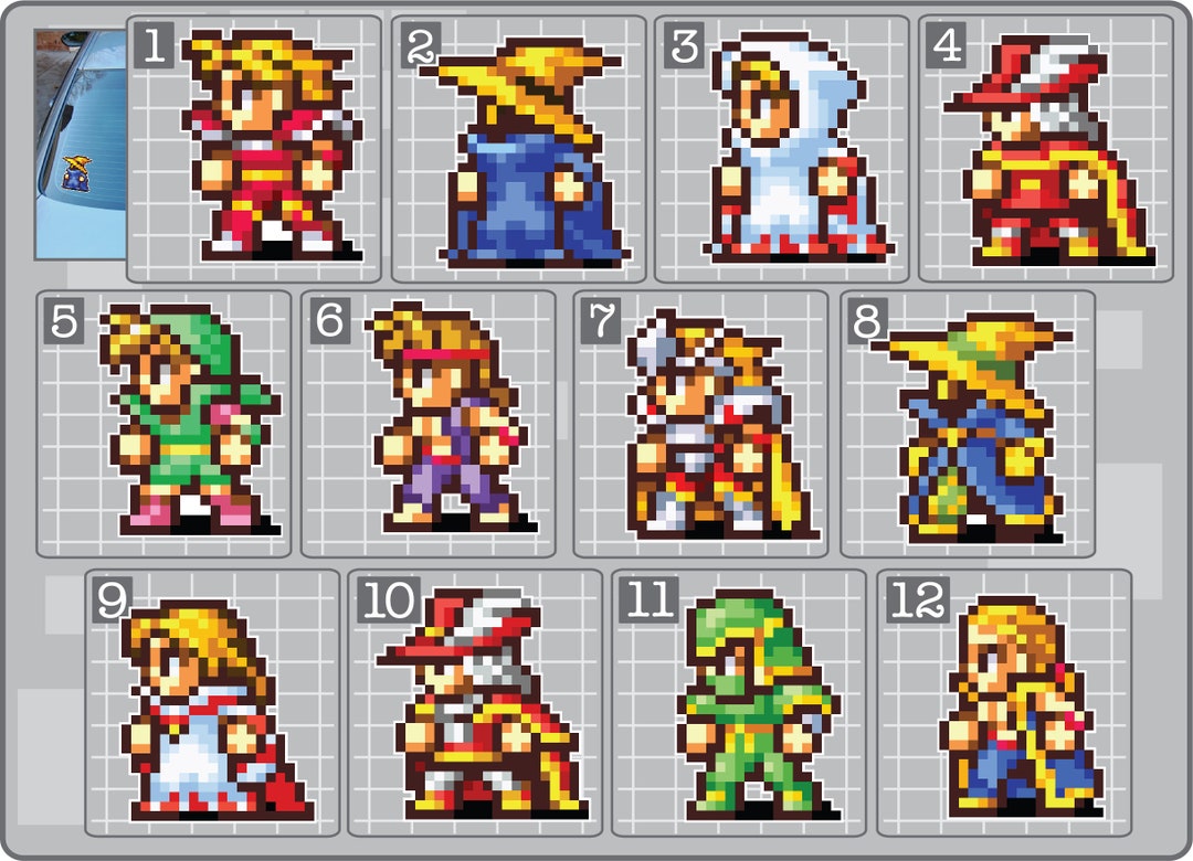 Final Fantasy Dawn of Souls Character Sprites Vinyl Decals, Black Mage ...