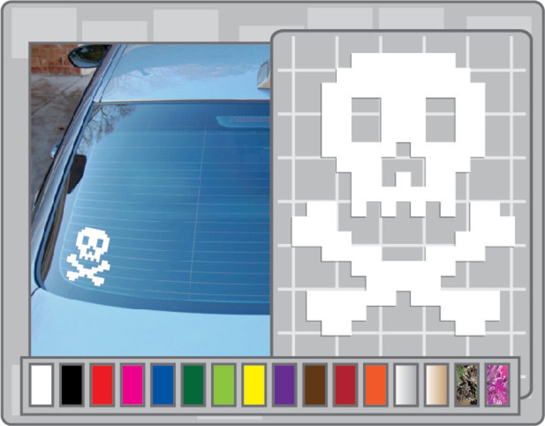 8 Bit Skull & Crossbones Cut Vinyl Decal Car Laptop Pirate Sticker for ...