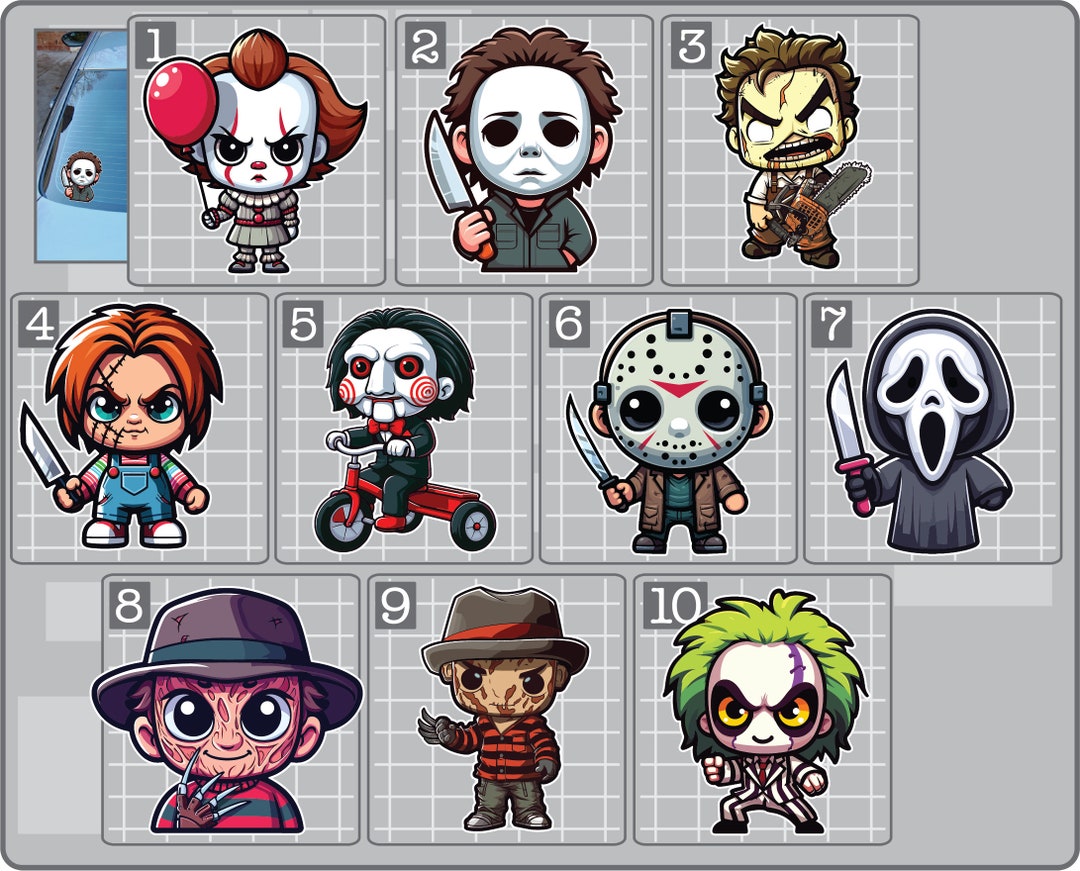 Cute Horror Movie Monsters Vinyl Decal Choose Your Favorite! Pennywise ...