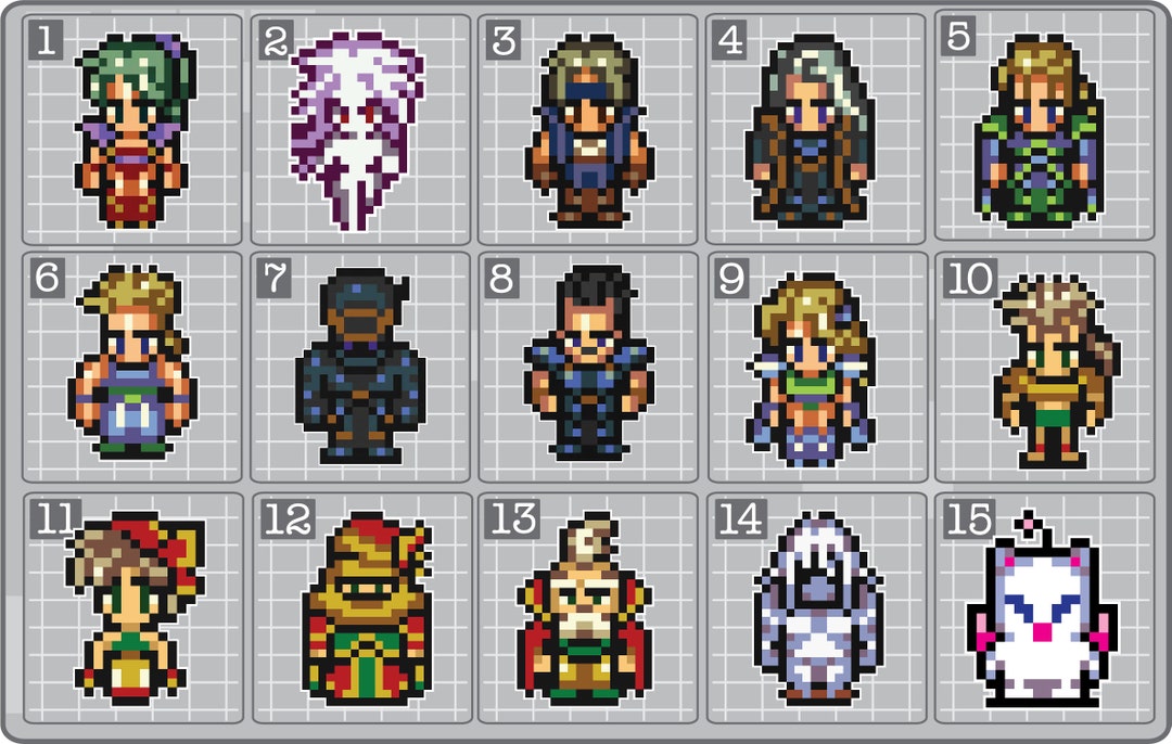 Final Fantasy VI 8 Bit Facing Character Sprites Vinyl Decals Classic ...