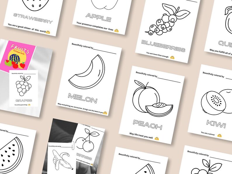 Alphabet, Numbers & Fruits Coloring Pages: Educational Activities (PDF ...