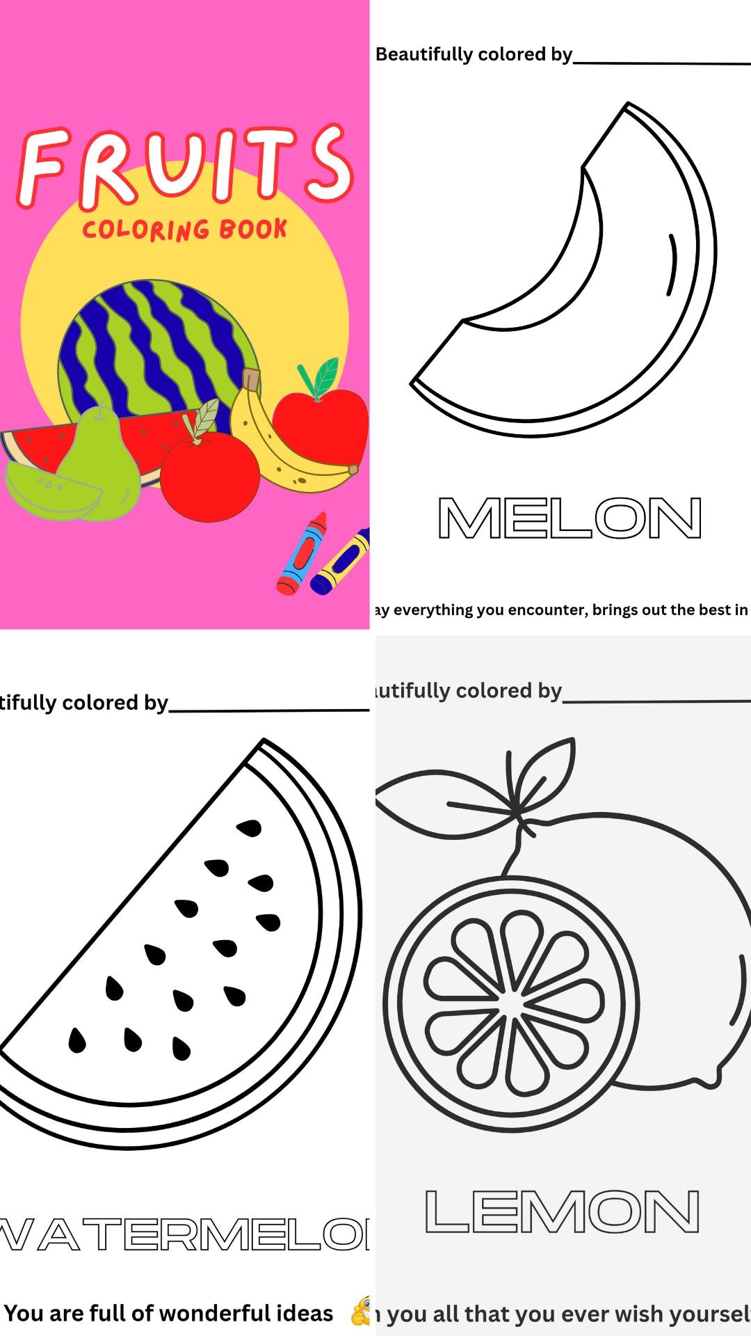 Fruit Coloring Pages for Kids: Educational Toddler Activity (PDF ...