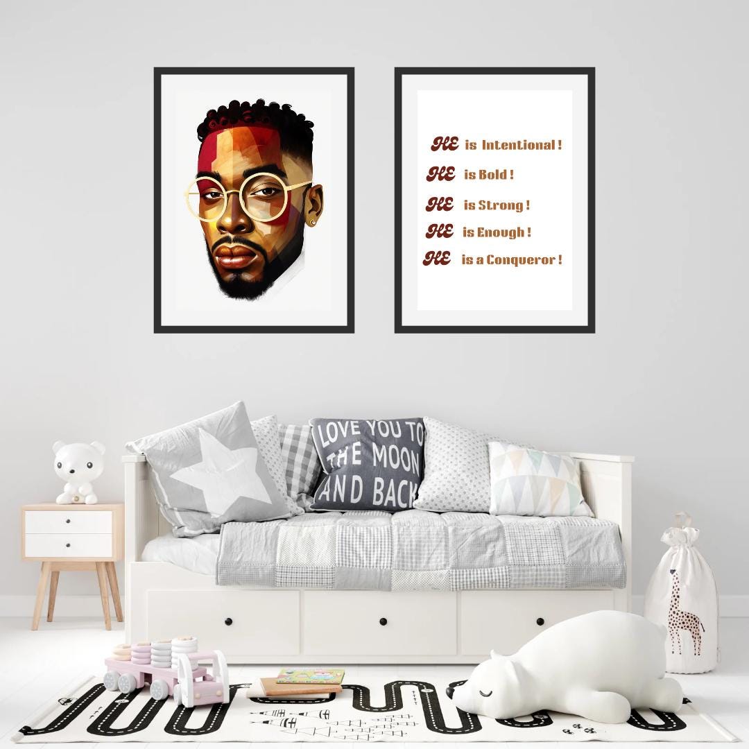 African American Man Portrait: Motivational Black Art Print (digital ...