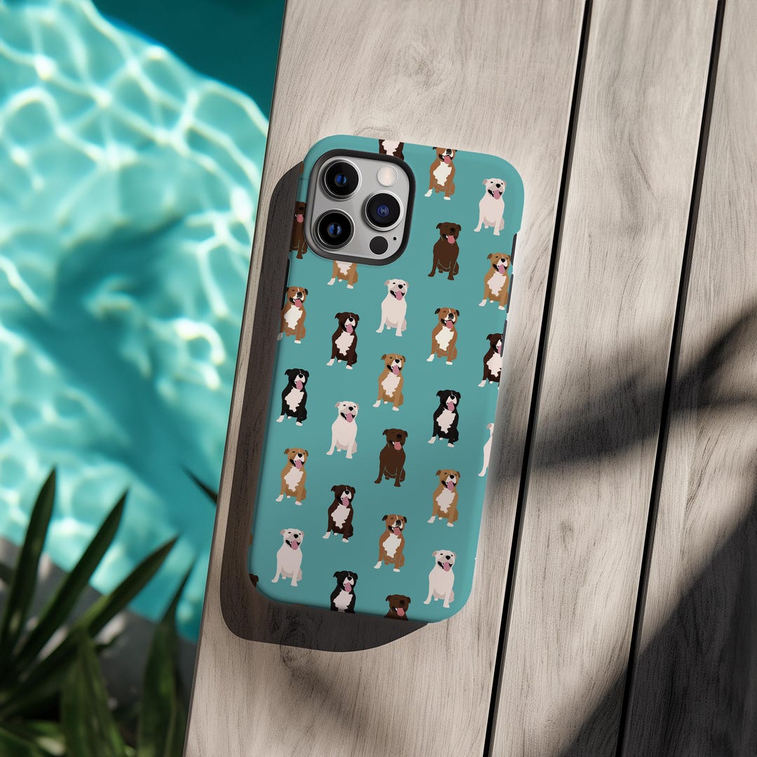 Pit Bull Pattern in Mermaid Teal Magnetic Phone Case, Durable Pet ...