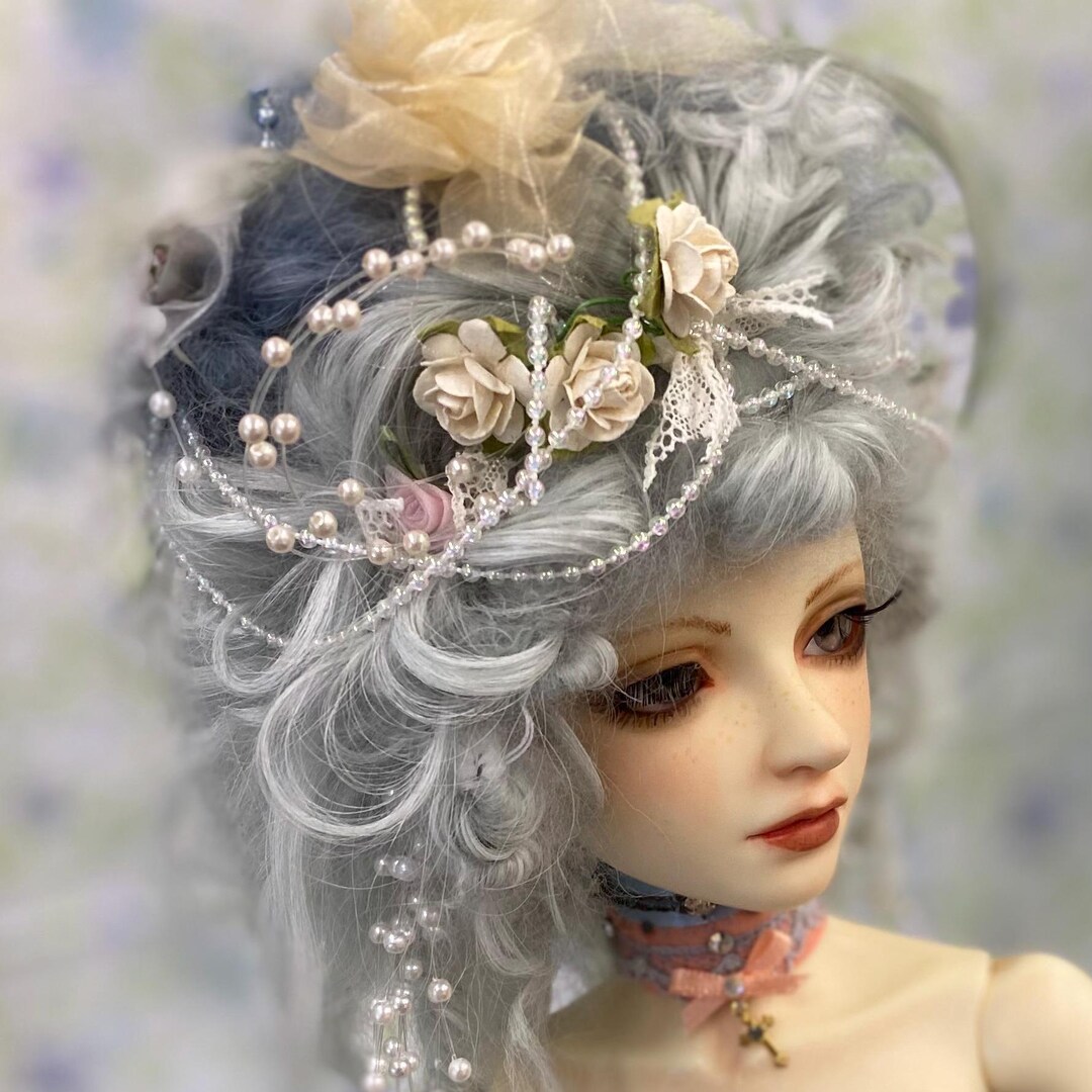 BJD Georgian Pouf Doll Wig, Mohair With Embellishments, Size 8-9” - Etsy