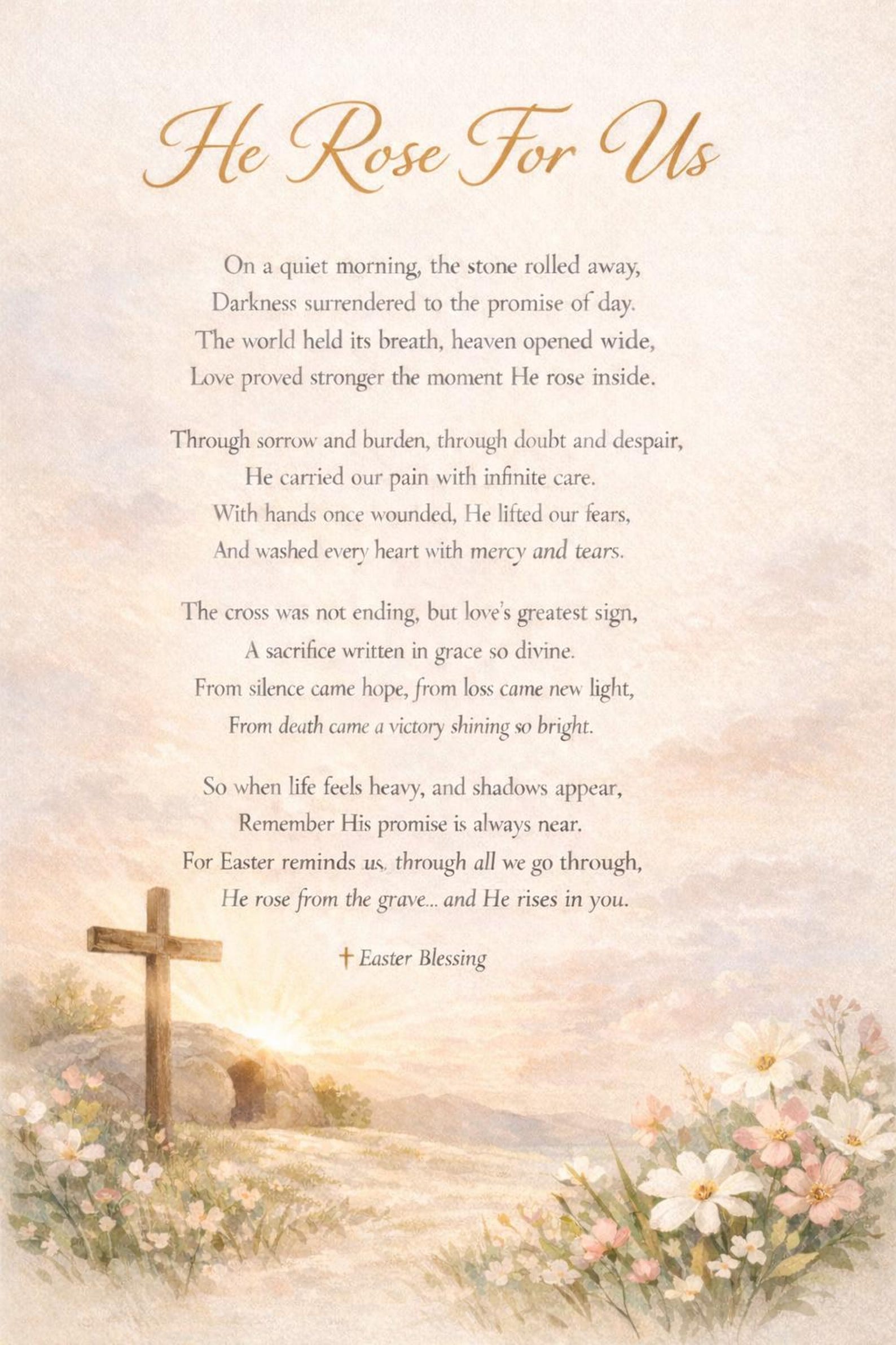 He is Risen Easter Poem Printable Easter Wall Art Religious Easter ...