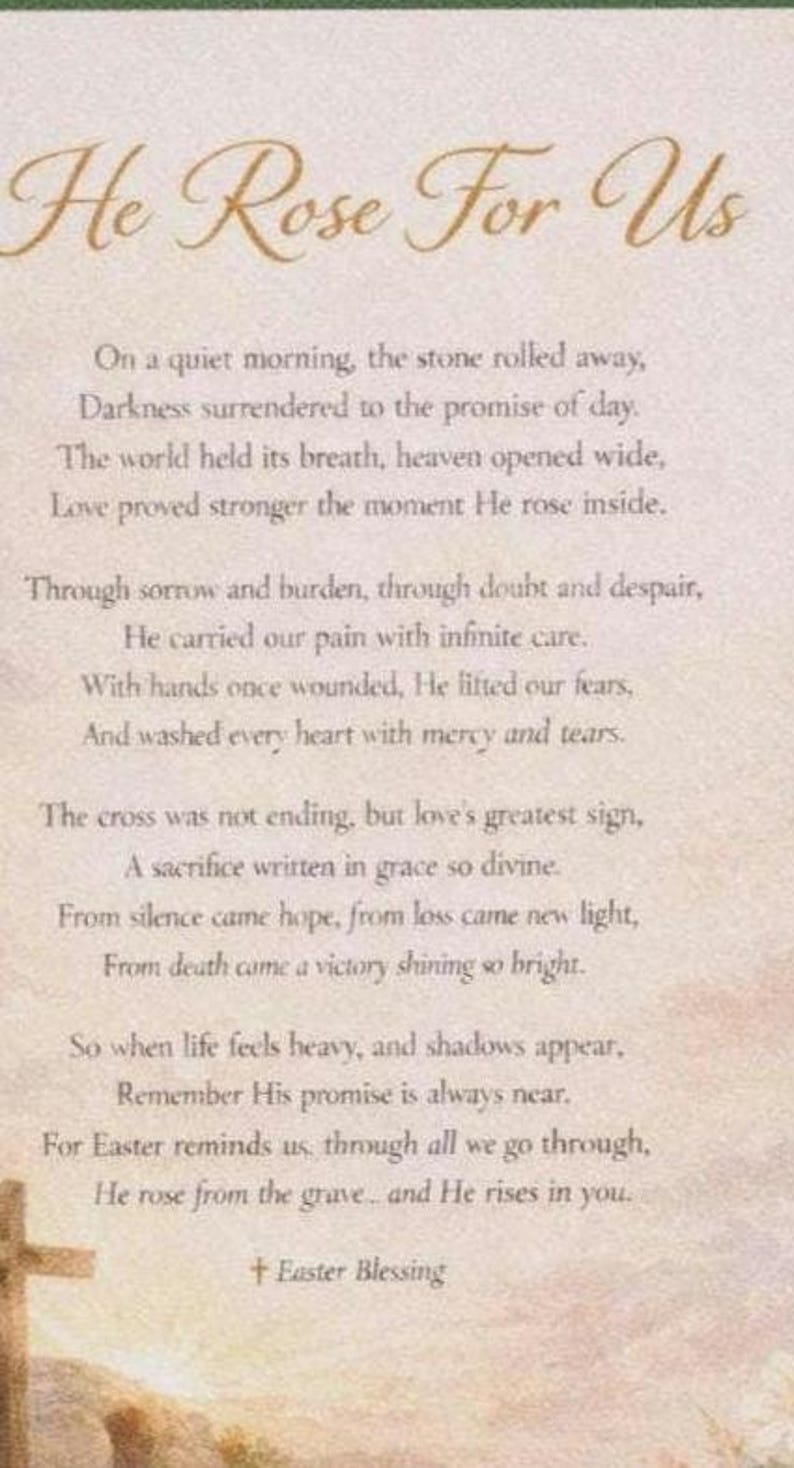 He is Risen Easter Poem Printable Easter Wall Art Religious Easter ...