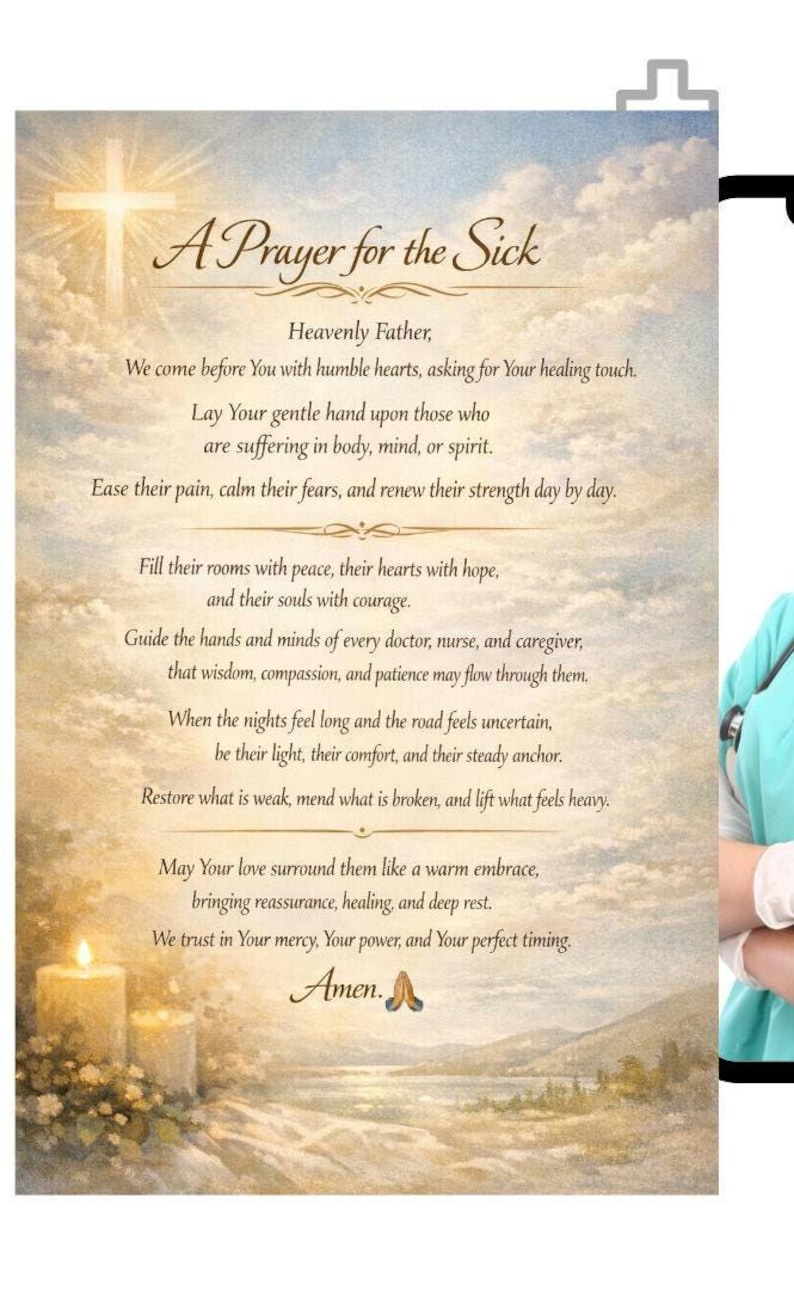 Prayer for the Sick Printable | Healing Prayer Wall Art | Christian Get ...
