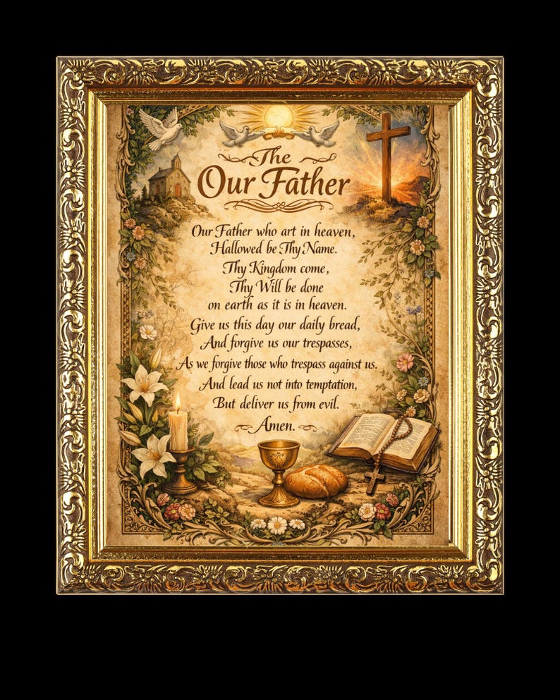 Our Father Prayer the Lords Prayer Digital Download Christian Wall Art ...