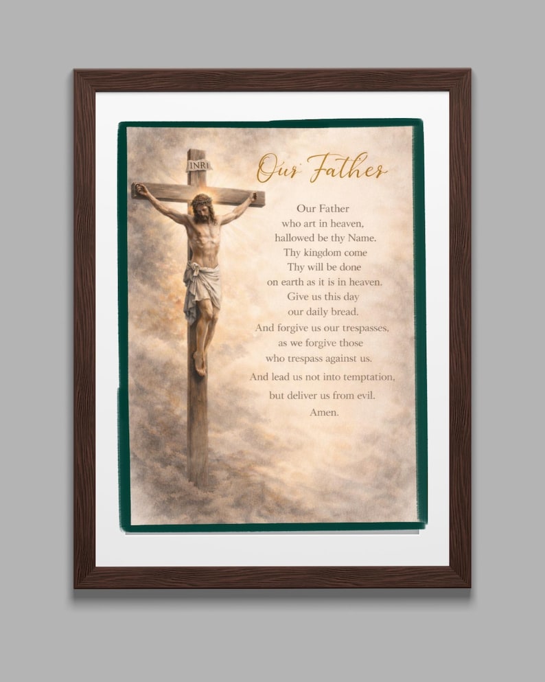The Lords Prayer Our Father Printable, Catholic Prayer Wall Art ...