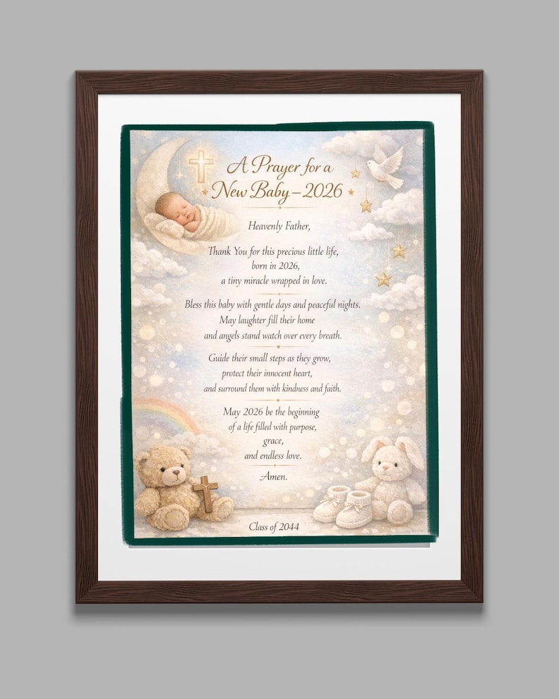 New Baby Prayer Printable| Christian Baby Blessing Gift | Nursery Wall ...