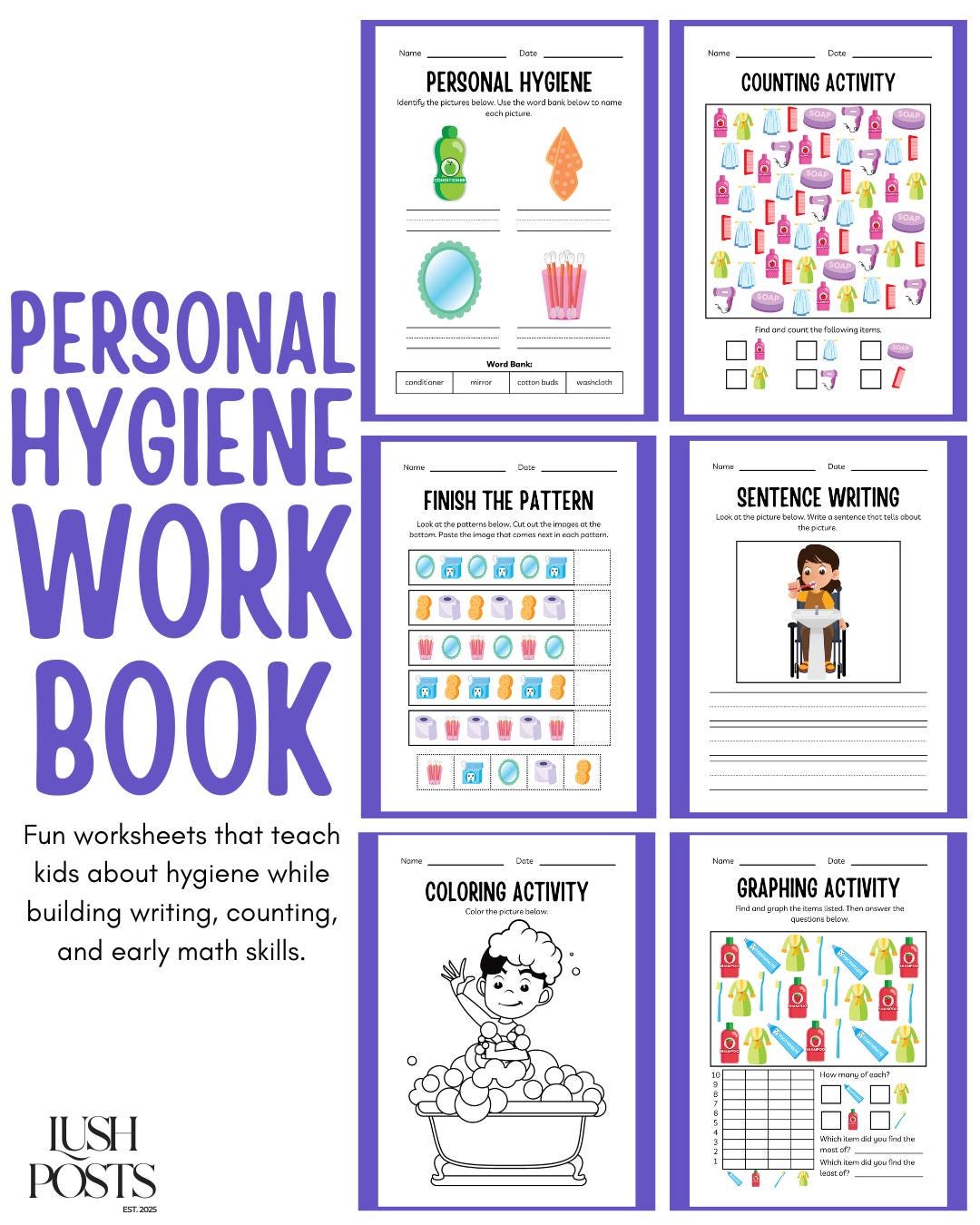 25+ Personal Hygiene Workbook Preschool Kindergarten Activities Learn ...