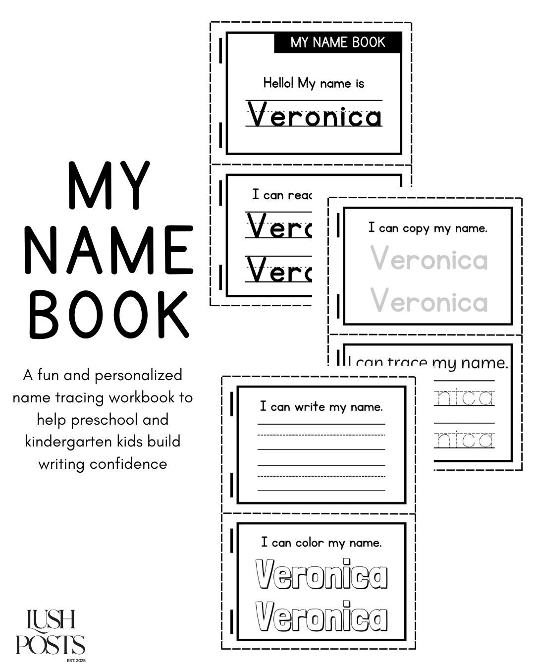 Personalized Name Handwriting Practice Book for Preschool and ...
