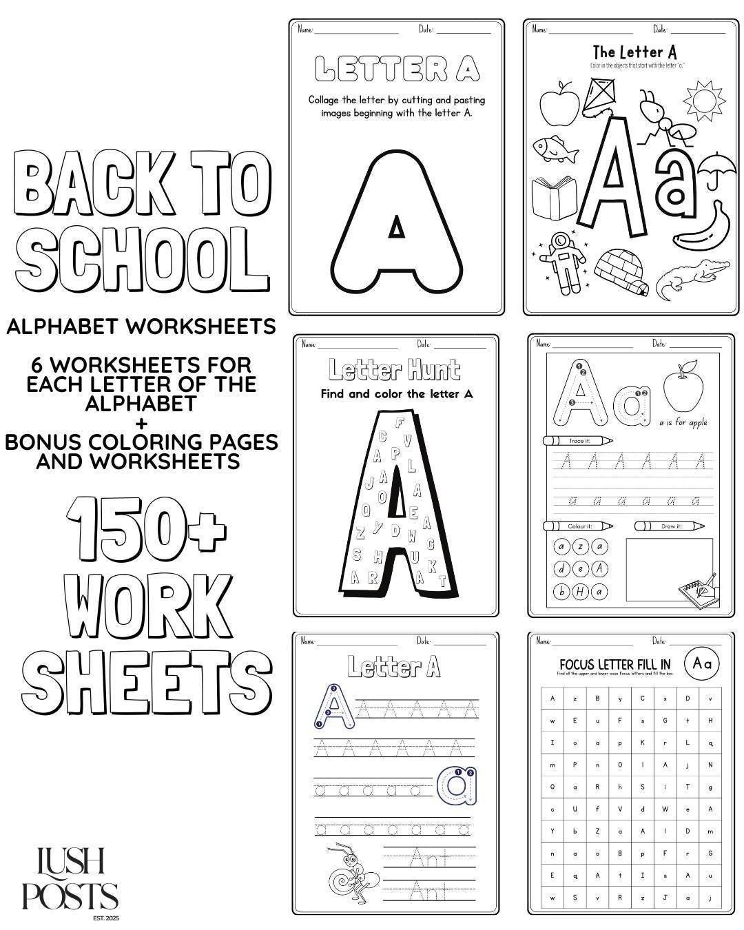 150+ Alphabet Tracing Worksheets for Kids A - Z Letter Recognition ...