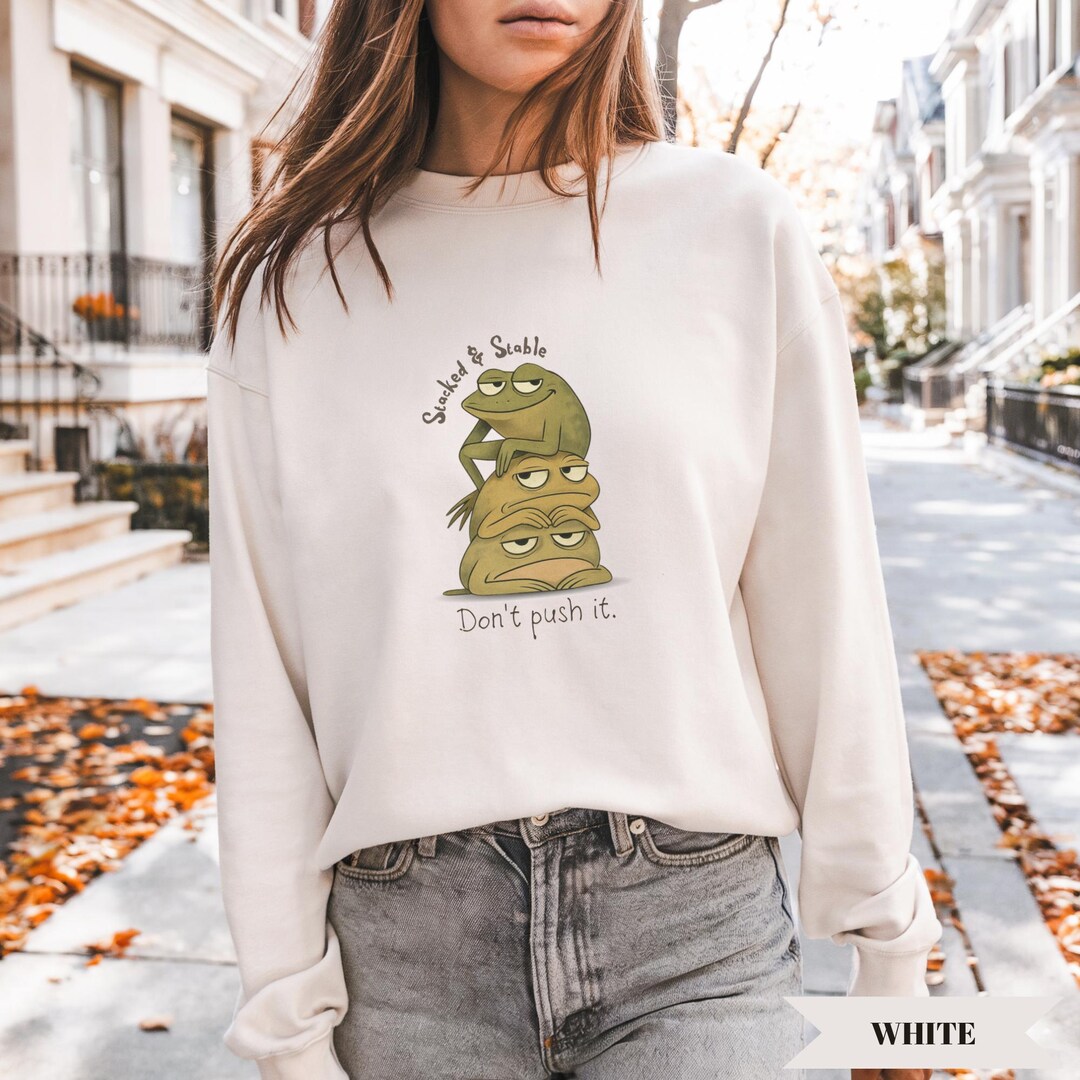 Stacked & Stable Funny Frog Sweatshirt: Sarcastic Minimal Pullover - Etsy