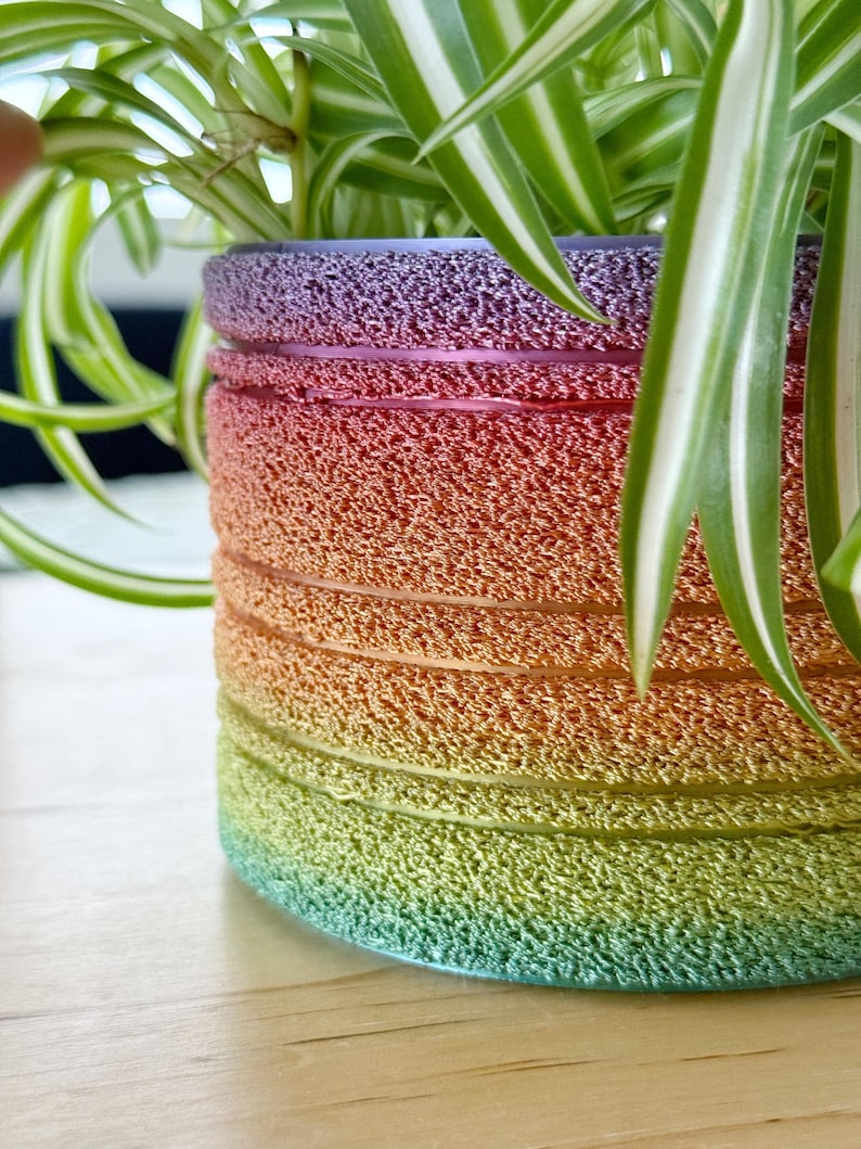 Fuzzy Rainbow Planter: 3D Printed Colorful Textured Plant Pot With ...