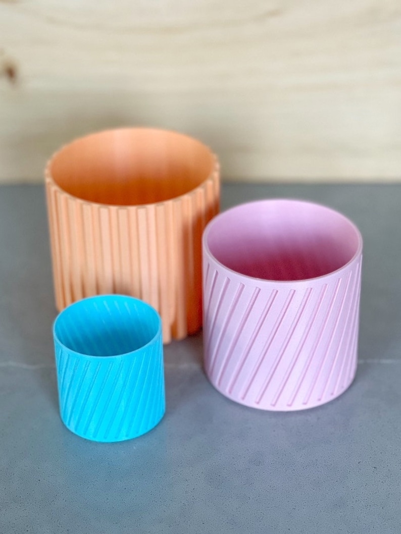 Modern Minimal Diagonal Pattern Planter | 3D Printed Indoor Plant Pot ...