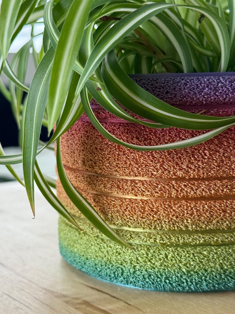 Fuzzy Rainbow Planter: 3D Printed Colorful Textured Plant Pot With ...
