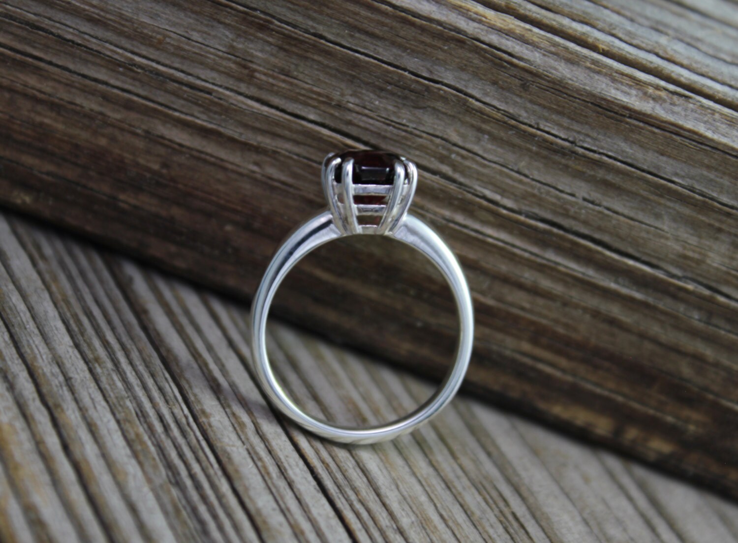 Asscher Cut Garnet Ring, Sterling Silver Garnet Ring, Garnet Solitaire ...