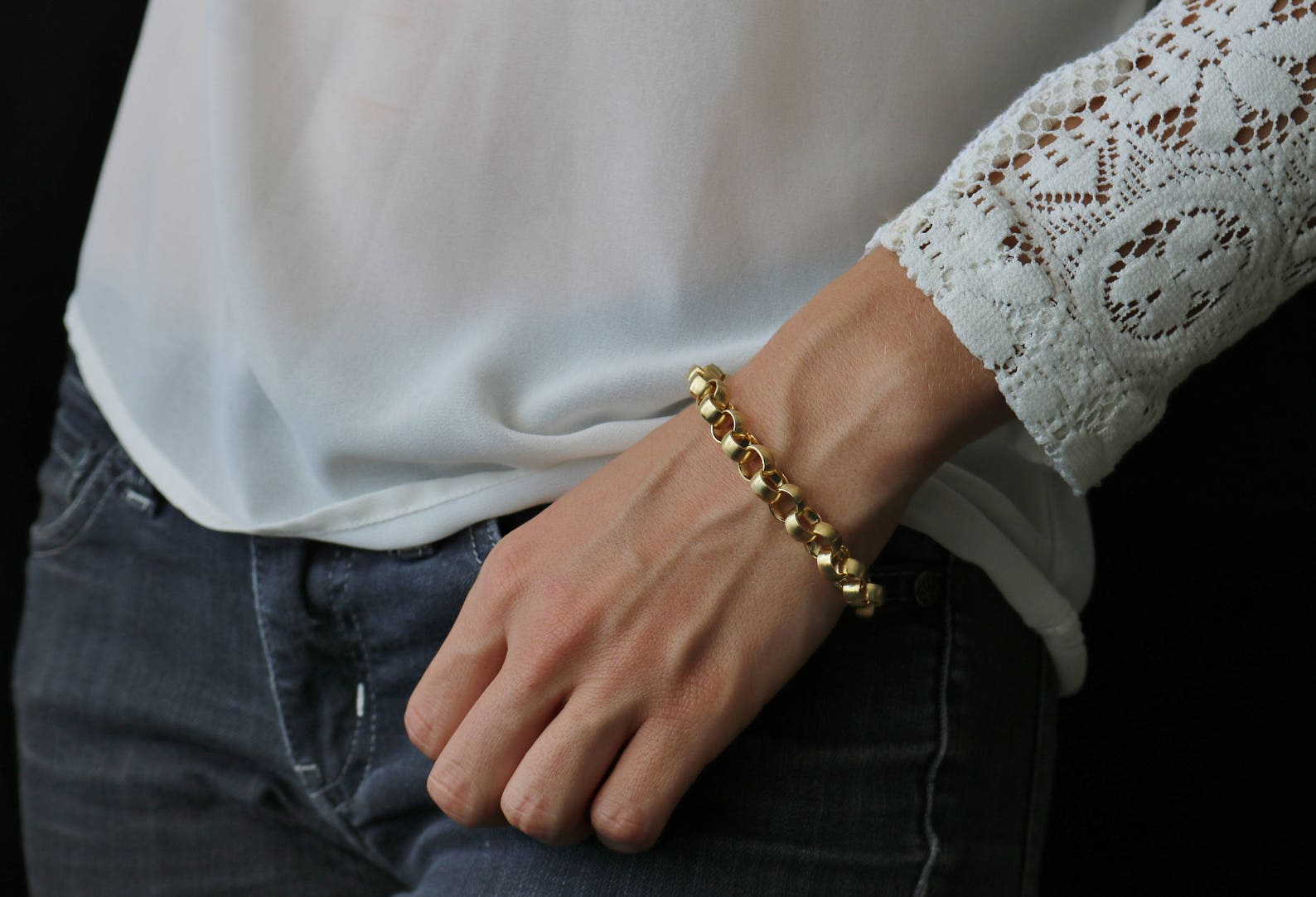 14k Yellow 8mm Gold Rolo Chain Link Handmade Chain Link - Etsy